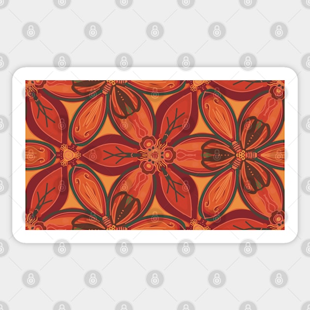 Flowers in a terracotta seamless pattern - Flower Pattern - Sticker | TeePublic